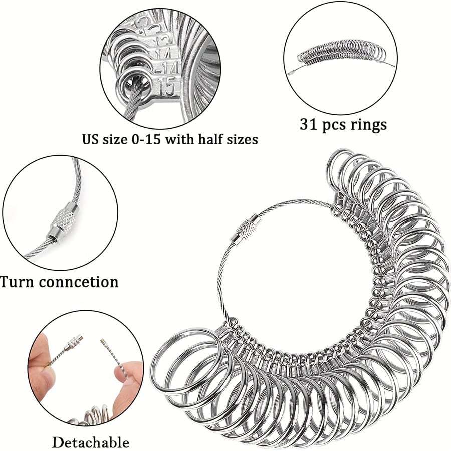 Ring Sizer Measuring Tool, 0-13mm Aluminum Ring Mandrel Ring Sizer ...