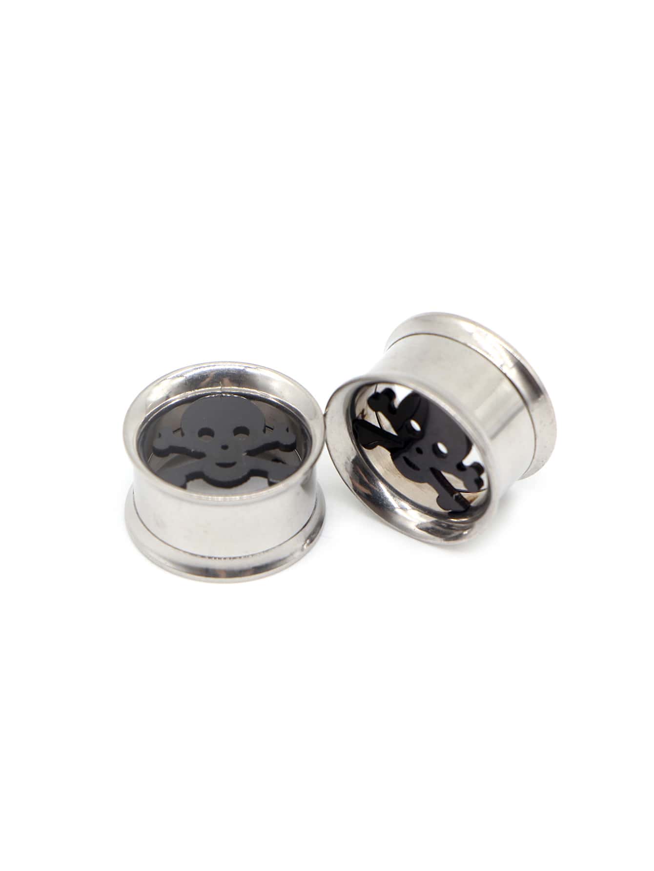 2 Pieces Stainless Steel Hollow Inner Skull Ear Expansion Puncture ...