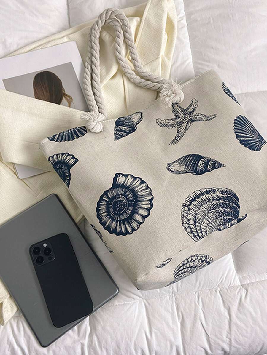 Fashionable Large Capacity Tote Bag With Shell & Starfish Pattern ...