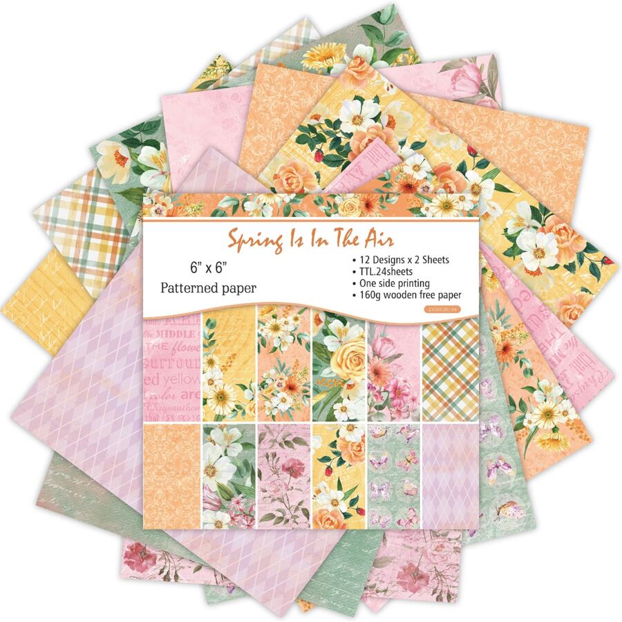 24 Sheets 6"X6" Spring Flowers Scrapbook Paper Scrapbooking Patterned ...