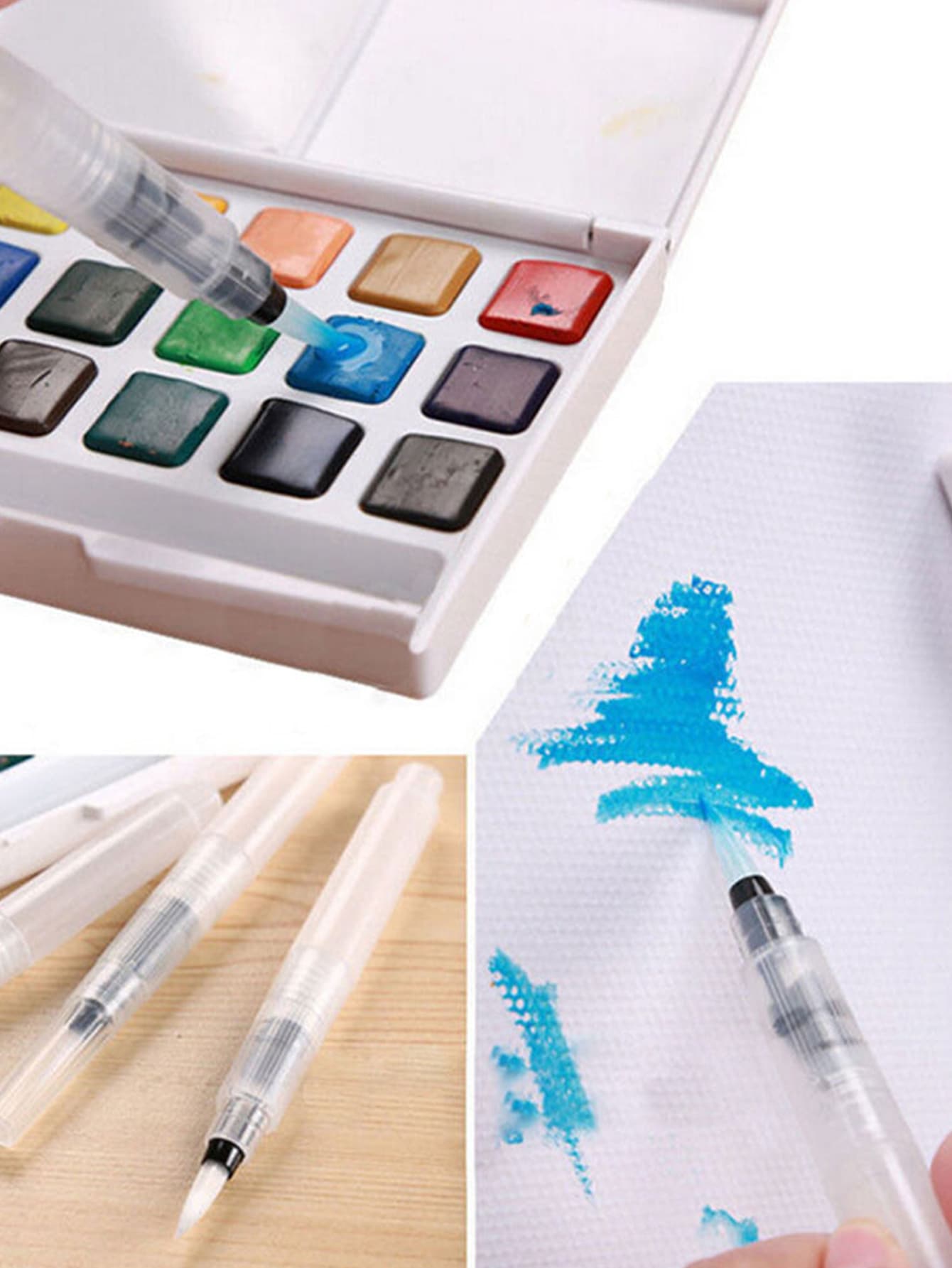 6pcs Transparent Watercolor Calligraphy Pens With Water Soluble Tip And ...