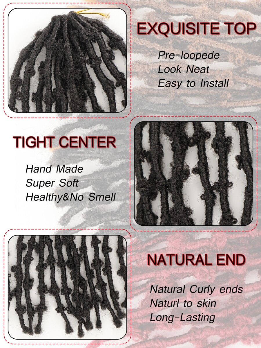 Black Brown Red Butterfly Locks Crochet Hair Distressed Meche Butterfly ...