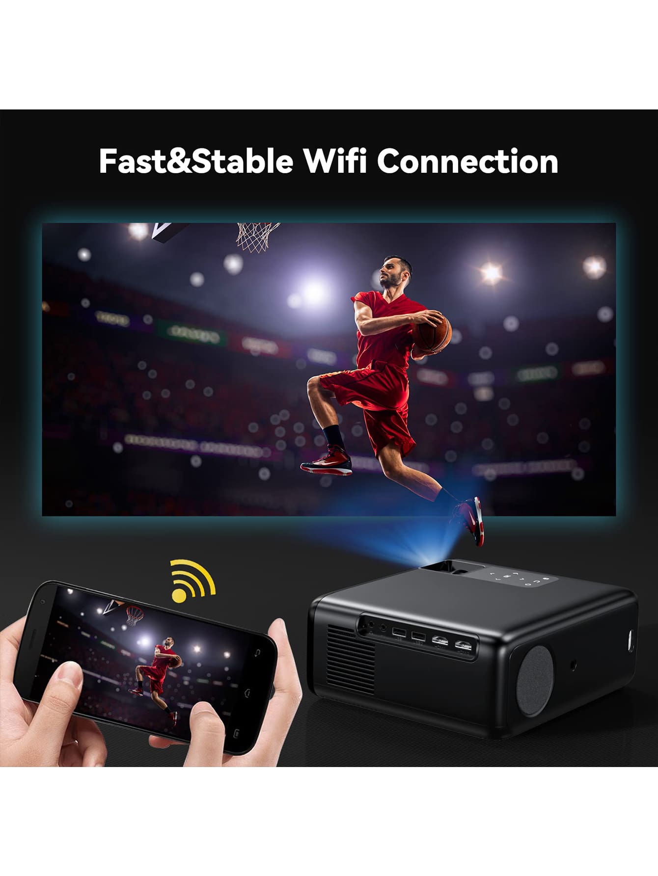Wifi Bluetooth Projector,9500L HD Native 1080P 300" Giant Screen ...