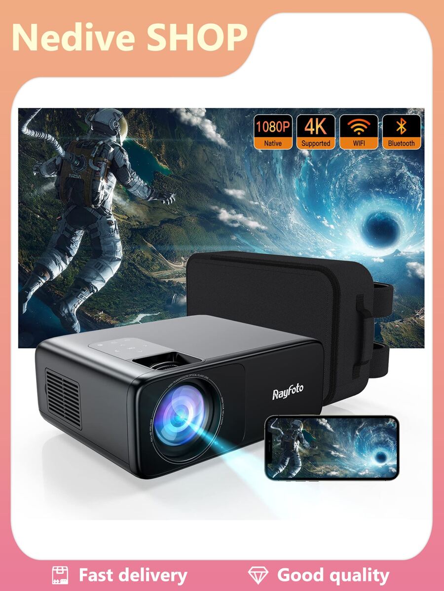 Wifi Bluetooth Projector,9500L HD Native 1080P 300" Giant Screen ...
