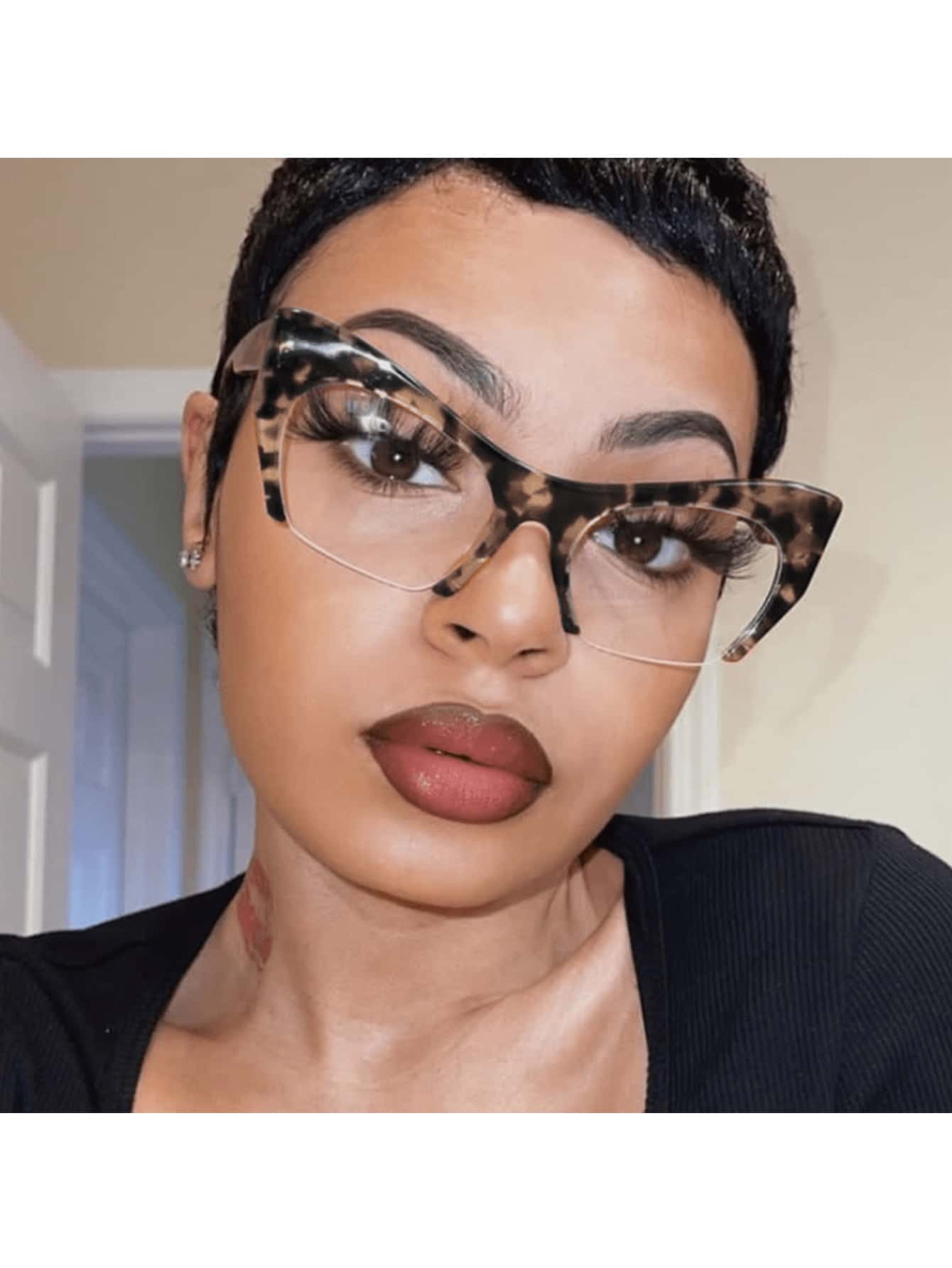 Cat Eye Blue Light Blocking Glasses Women Half frame Fashion Retro ...