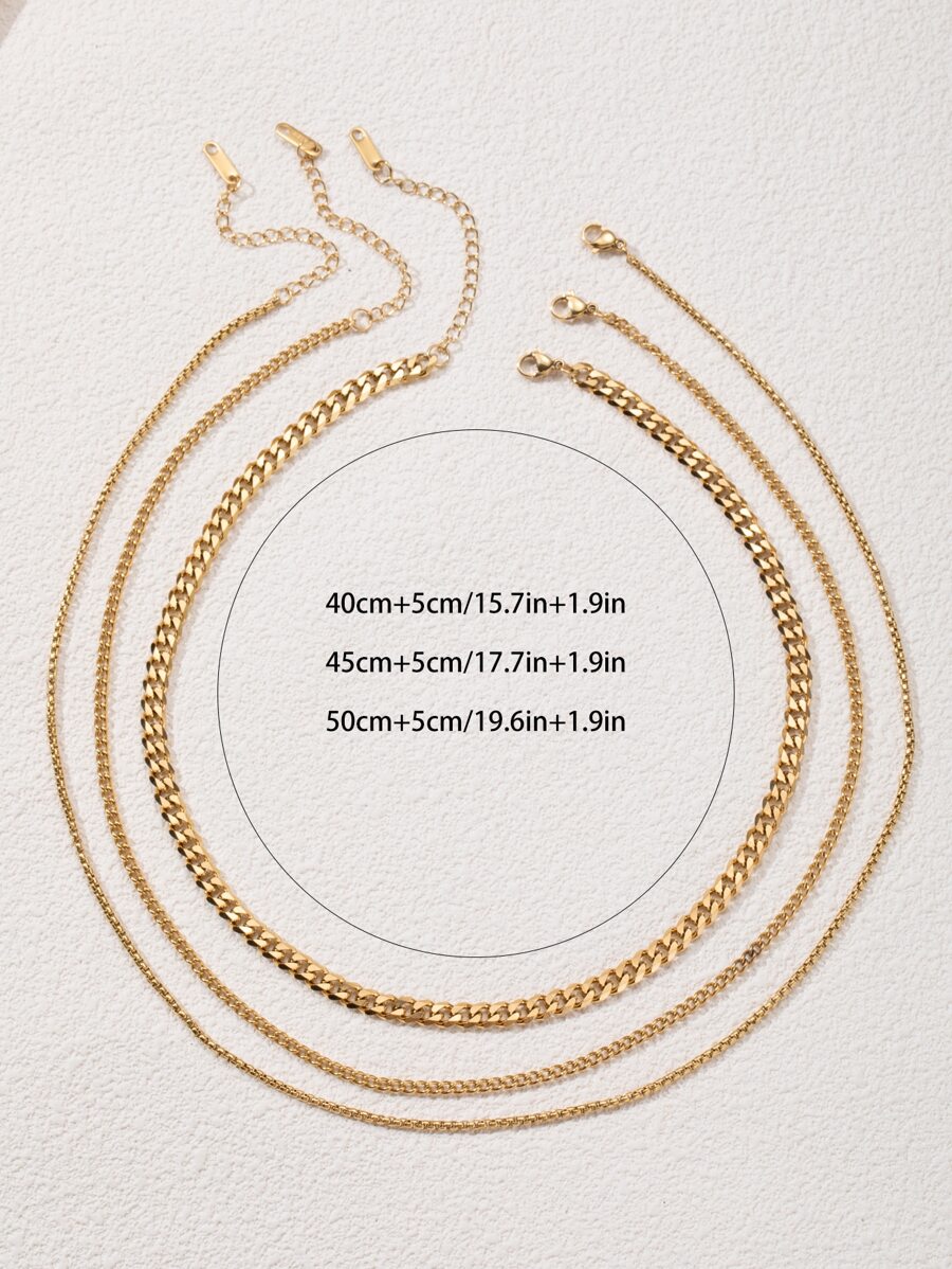 3pcs/set Stylish Stainless Steel Women's Zigzag Necklace, 14k Gold ...