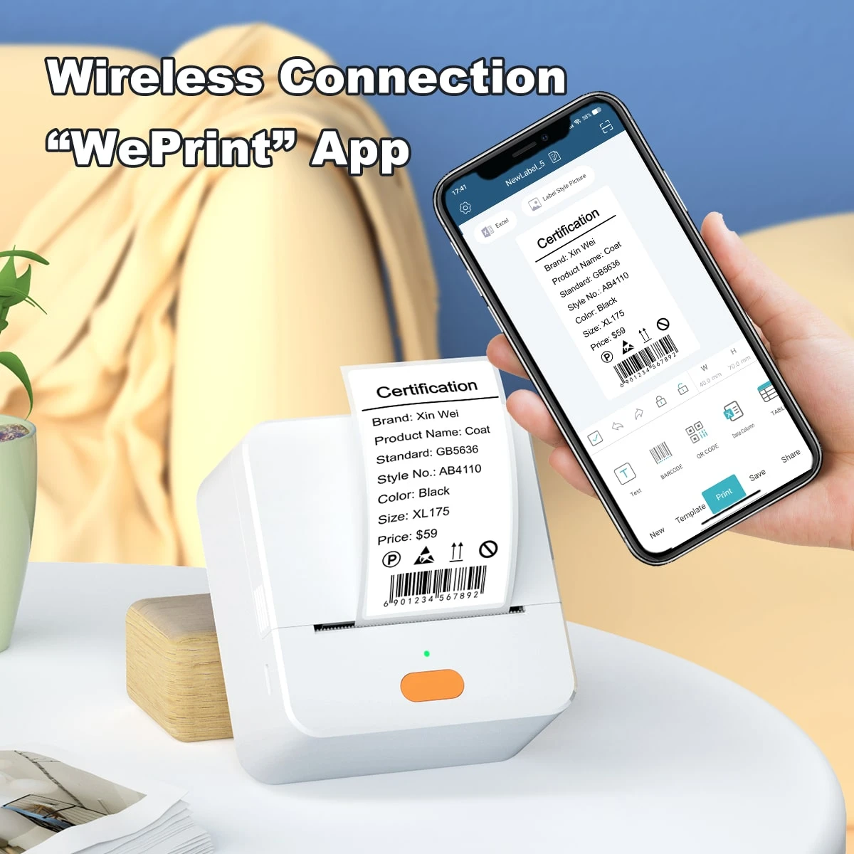 DETONGER P1 Handheld Portable Bluetooth Thermal Label Printer For ...