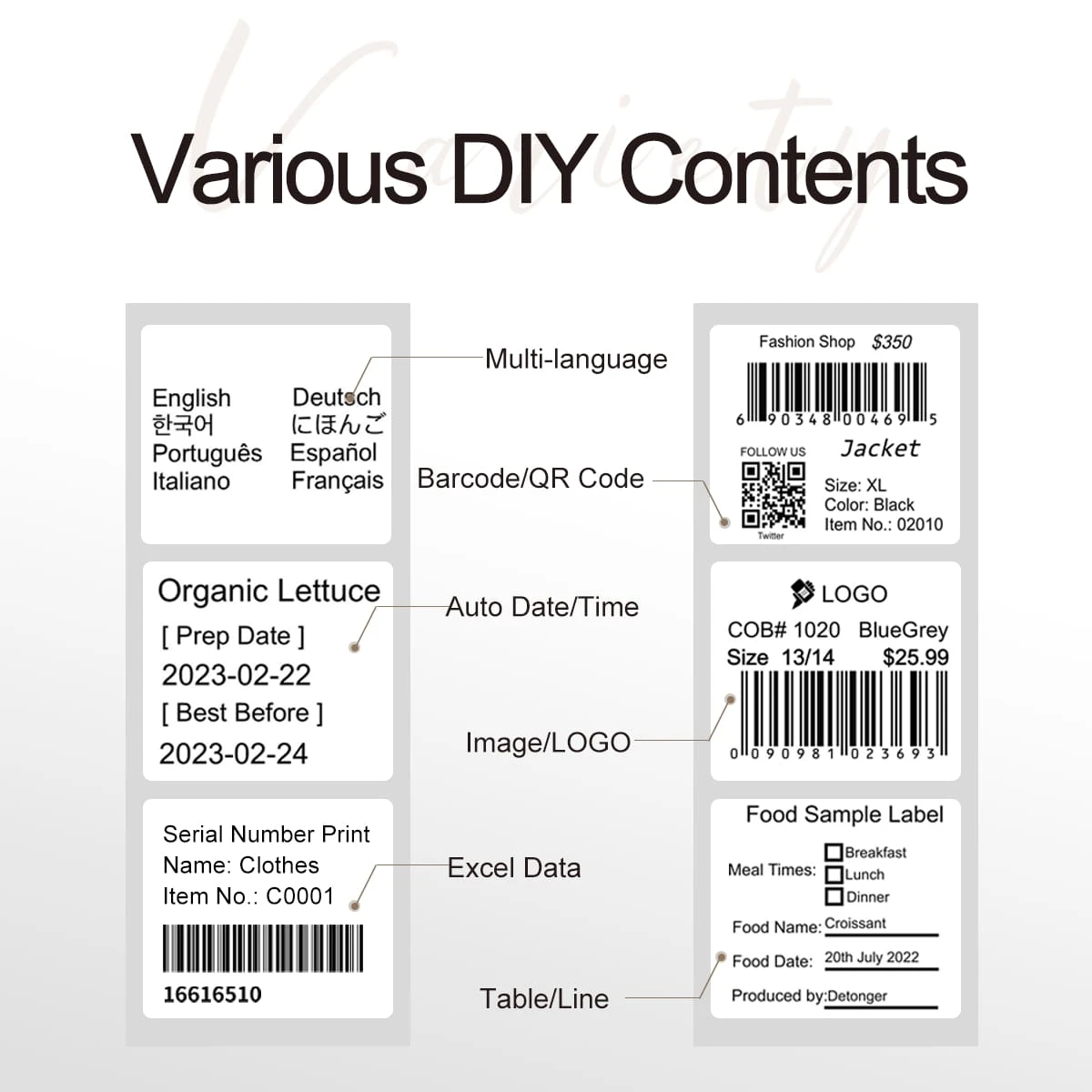 DETONGER P1 Handheld Portable Bluetooth Thermal Label Printer For ...