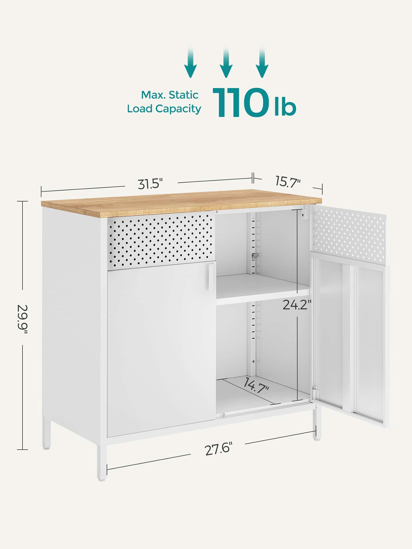 SONGMICS Storage Sideboard, Buffet Table With Adjustable Shelves, Floor ...