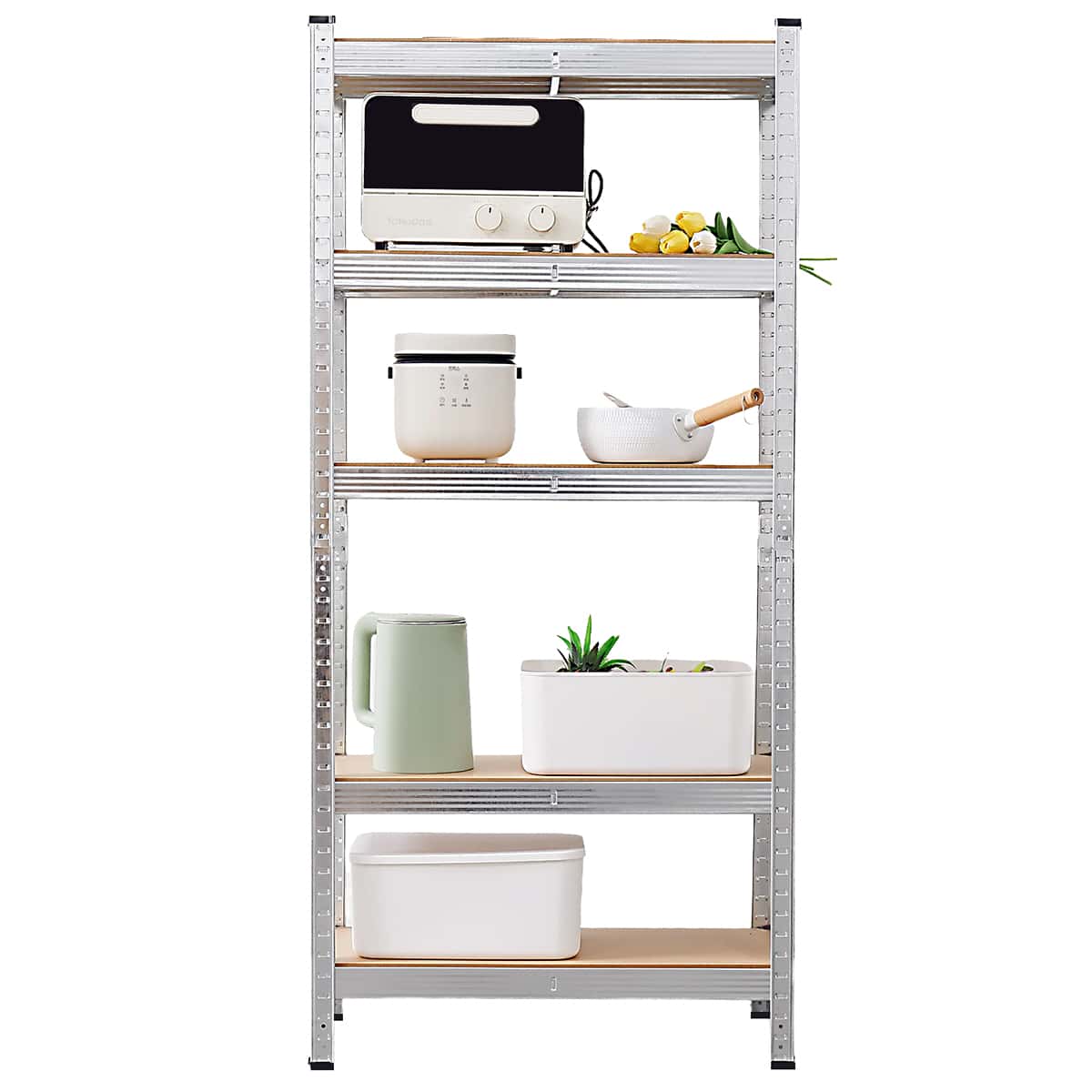 5-Tier Utility Shelves, Metal Storage Shelves Garage Shelving Unit ...