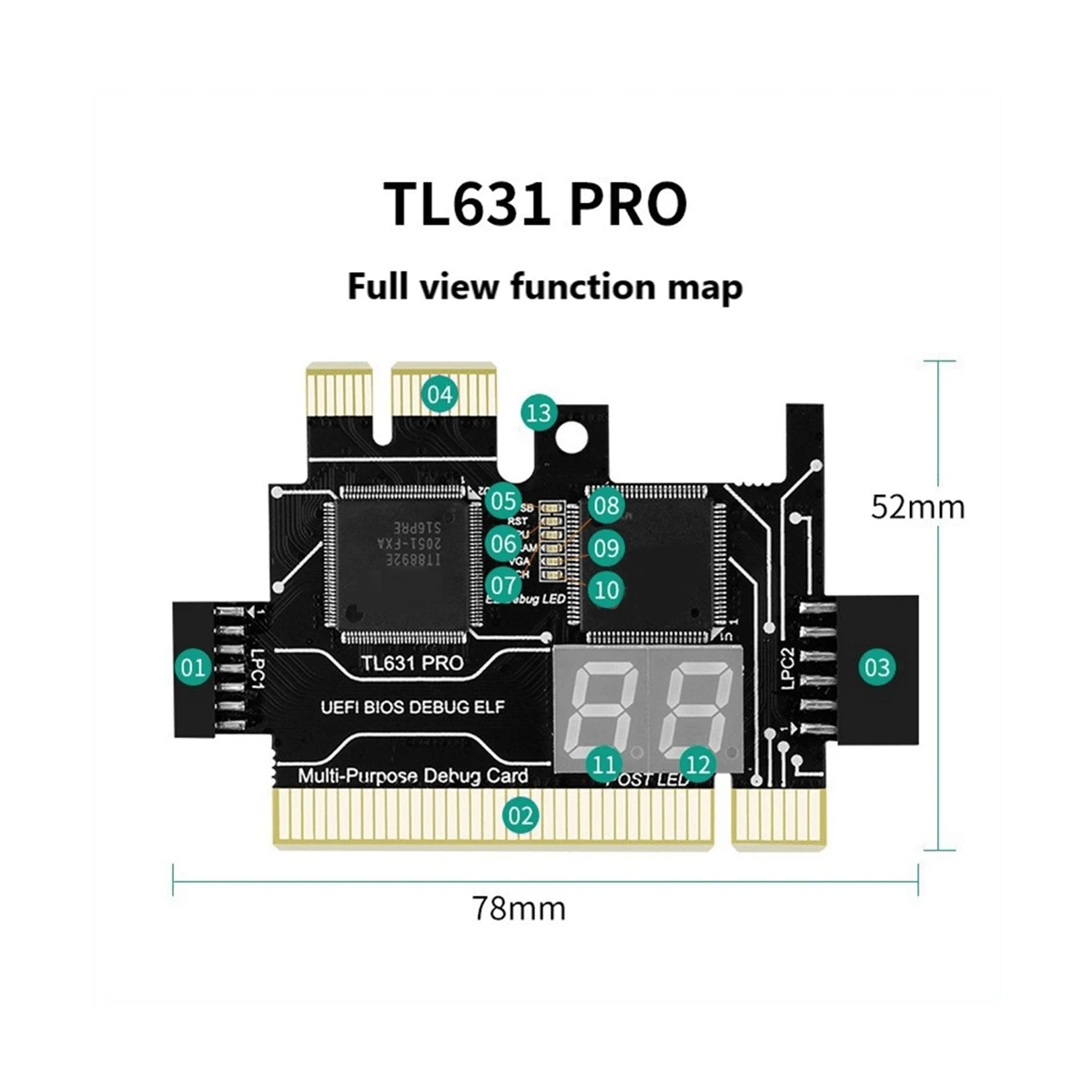 TL631 Pro Diagnostic Card PCI PCI-E Mini PCI-E Motherboard ...