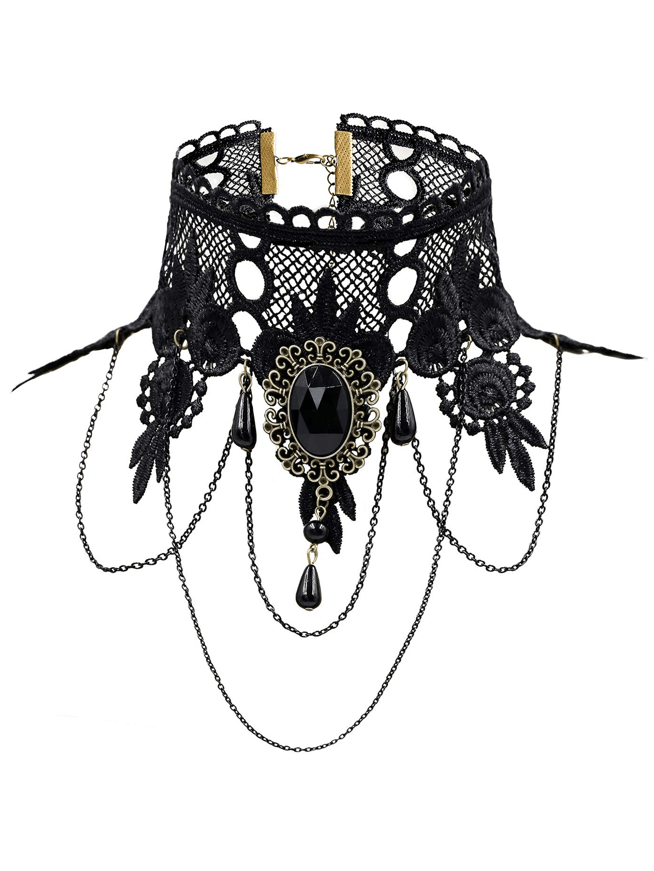 elegante vendimia princesa negro con encaje gótico Collar de cristales ...