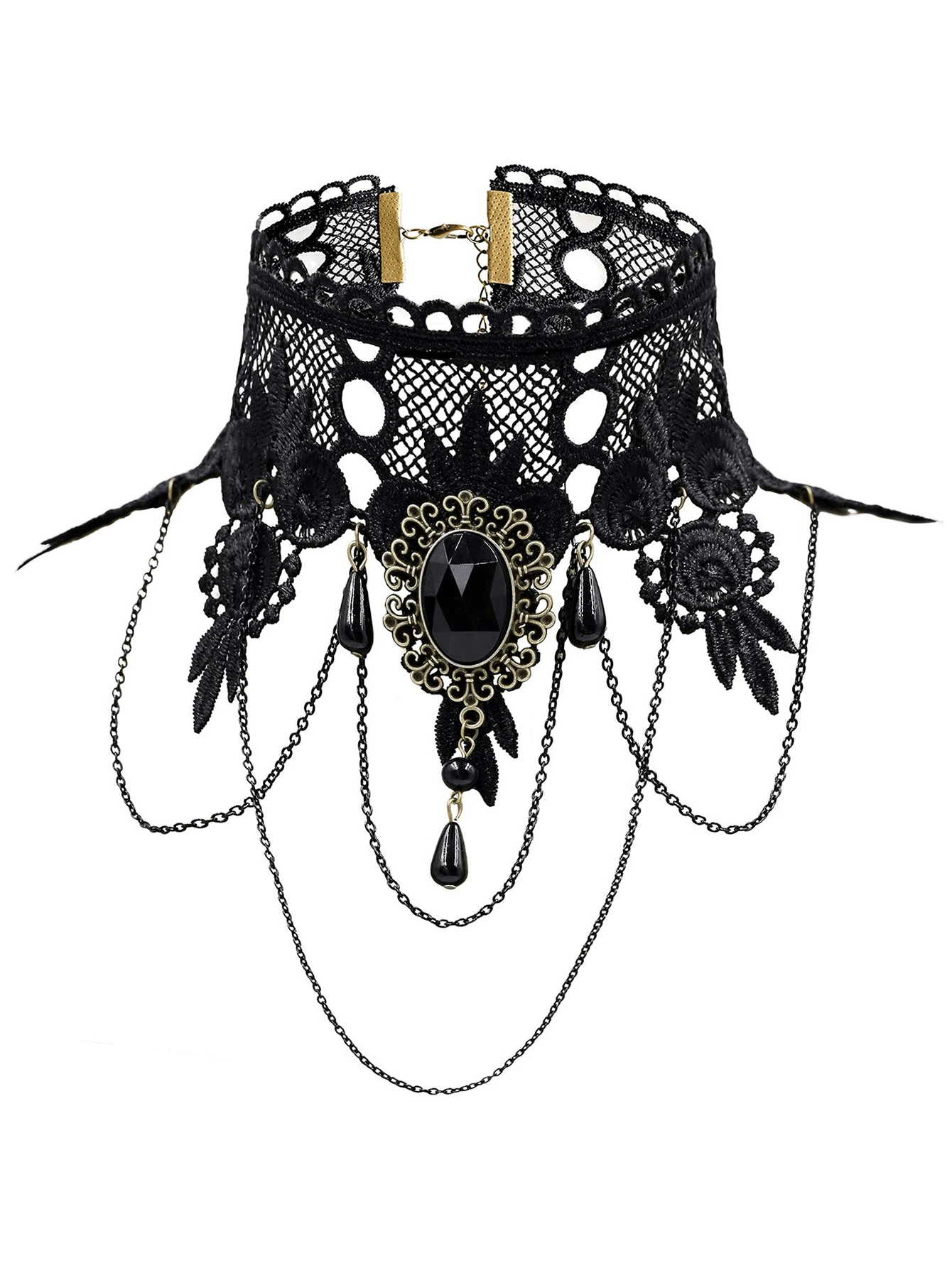 1 PCS Elegant Vintage Princess Black Lace Gothic Statement Necklace ...