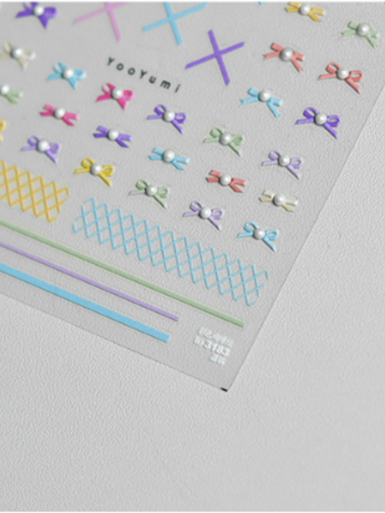 Colorful Series 5D Embossed Nail Art Stickers Kawaii Bow Tie With Pearl ...