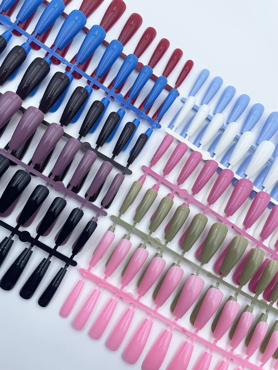 10 Colors/set Ballet Style Long Stiletto False Nails With Shiny Surface ...