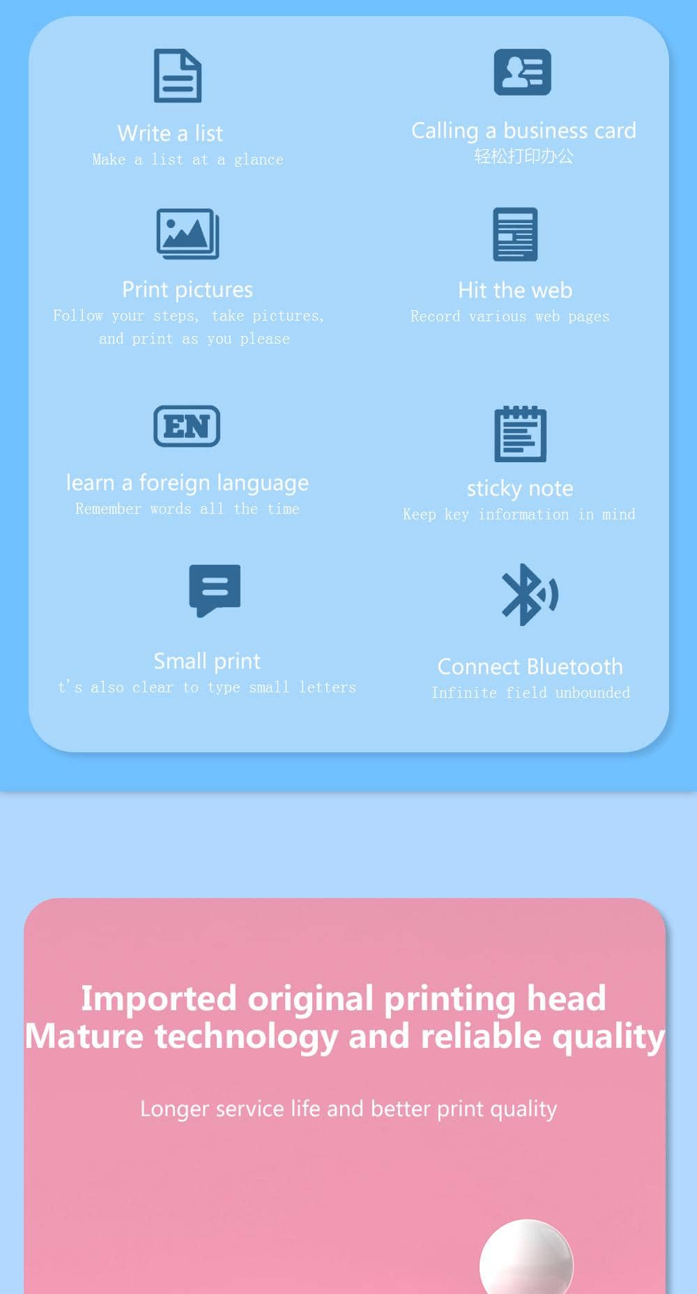 C19 Teal Thermal Printer with 7Rolls Papers HD Mini Photo Label Printer Thermal Portable ...