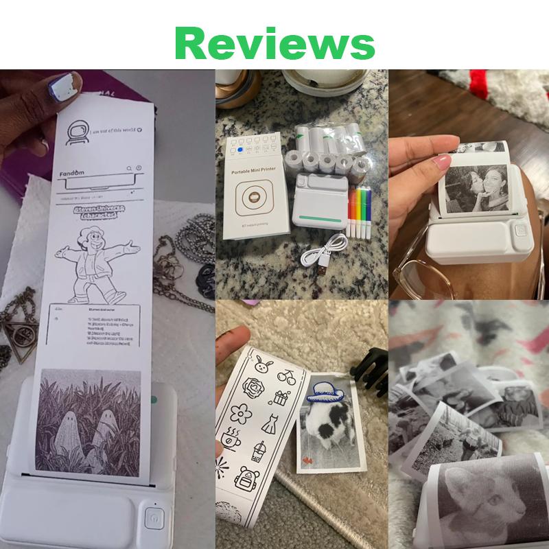 C19 Teal Thermal Printer with 7Rolls Papers HD Mini Photo Label Printer ...