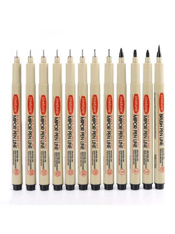 12Pcs Art Manga Outlining Pen Pigment Liner Micron Pen Marker set Hook ...