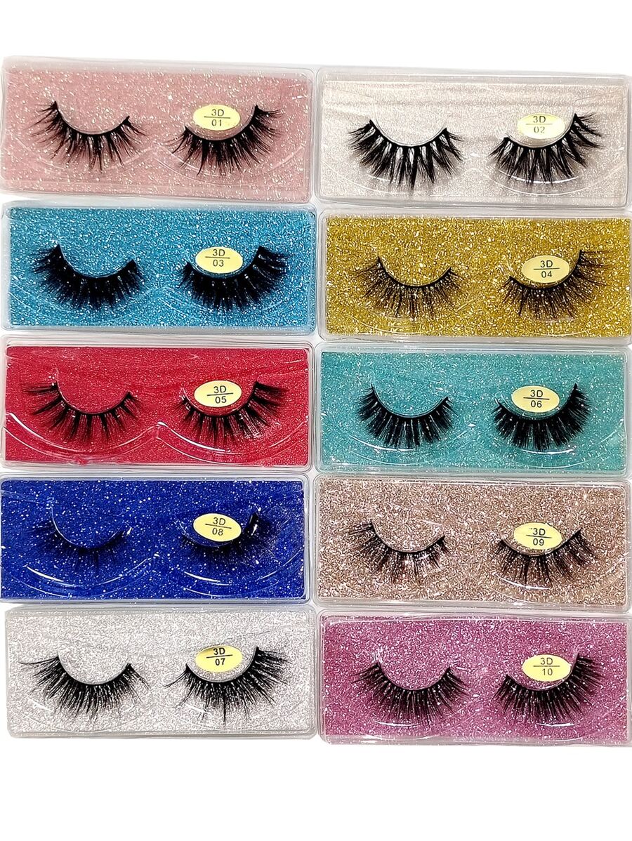 50 Pcs Faux Mink Eyelashes 3D Faux Mink Lashes Natural False Eyelashes ...