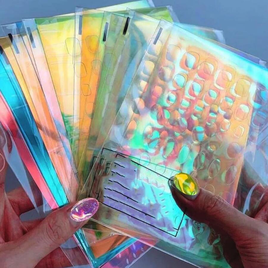 11pcs/Set Holographic Mermaid Style Glass Paper Nail Art Adhesive Foil ...