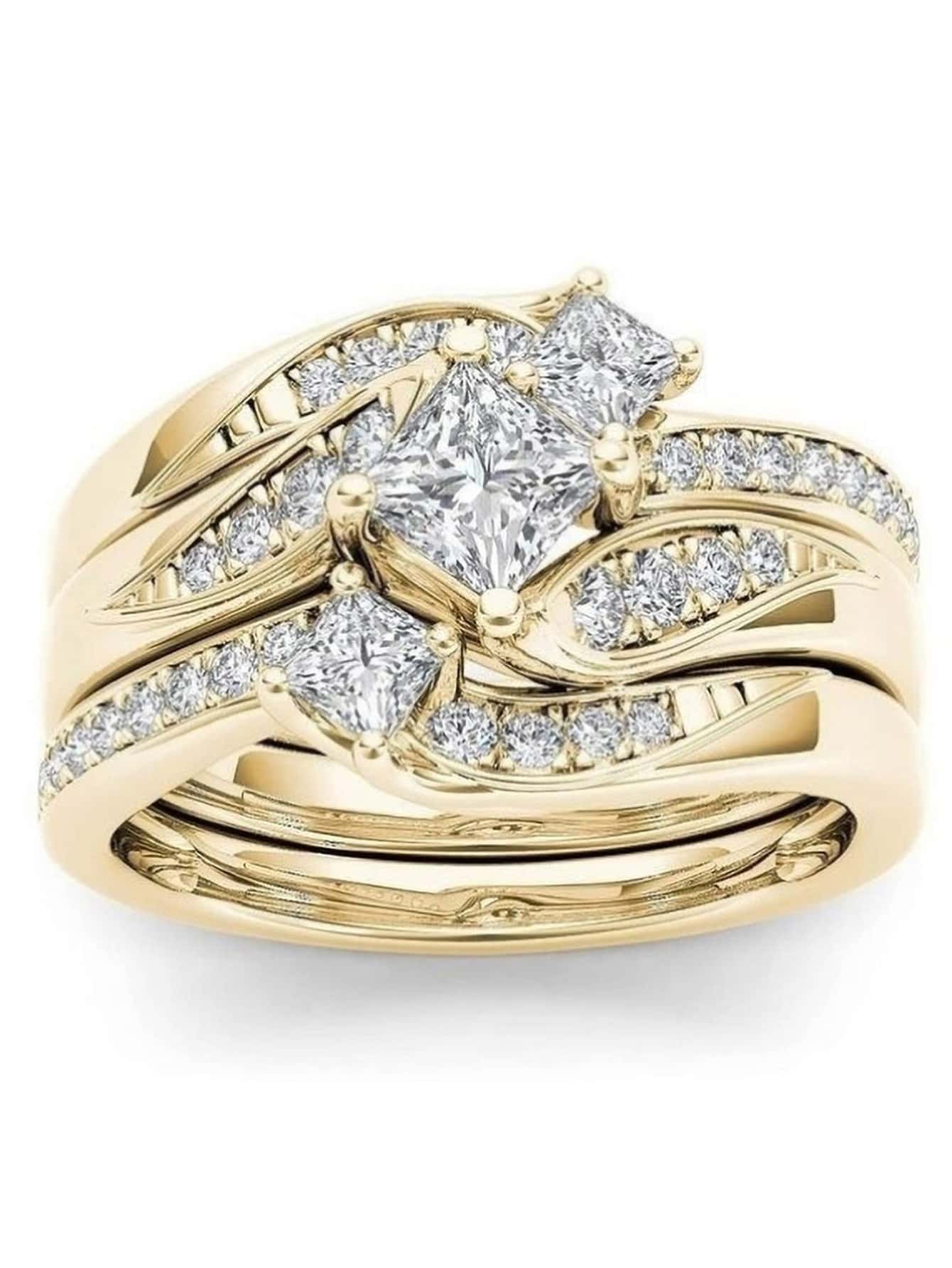 3pcs Women's Fashionable Wedding/engagement Ring Set | SHEIN UK