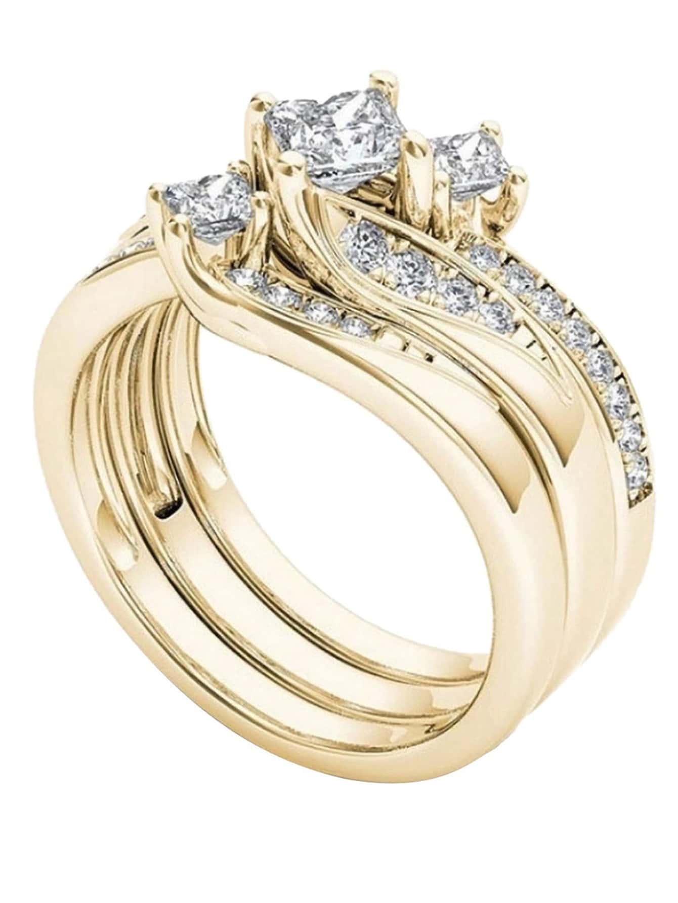 3pcs Women's Fashionable Wedding/engagement Ring Set | SHEIN UK