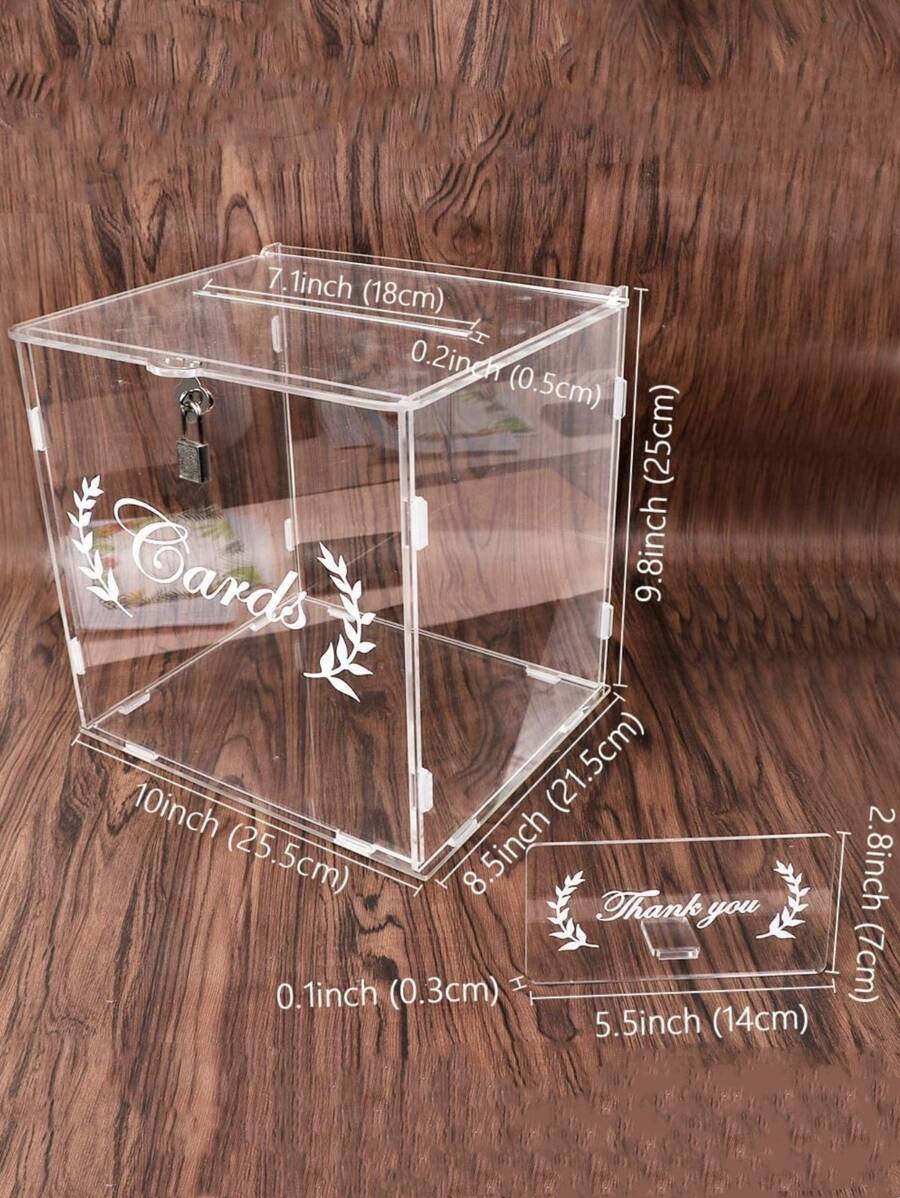 Acrylic Collection Box Clear & Lockable Card Box For Wedding, Parties ...