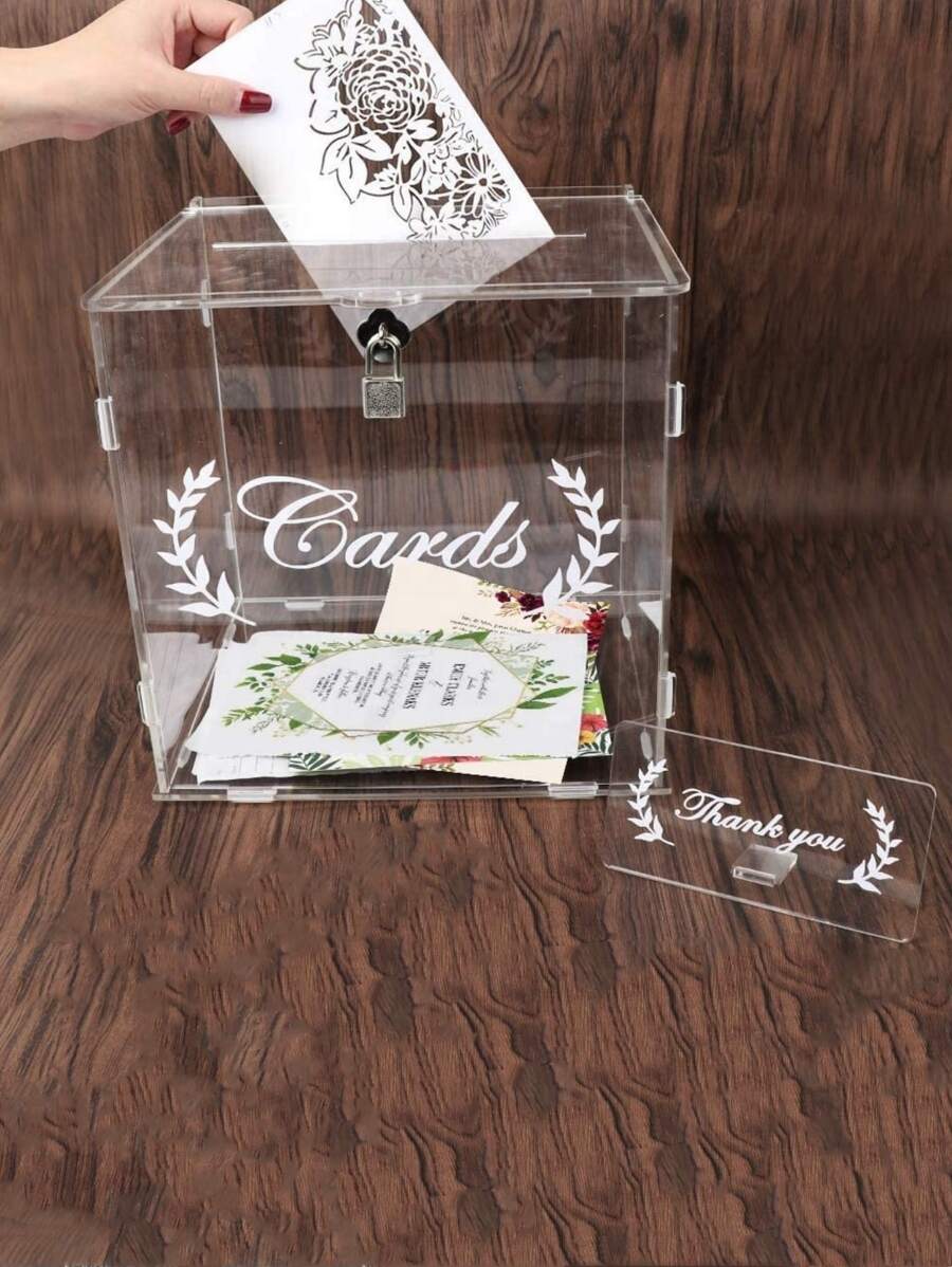 Acrylic Collection Box Clear & Lockable Card Box For Wedding, Parties ...