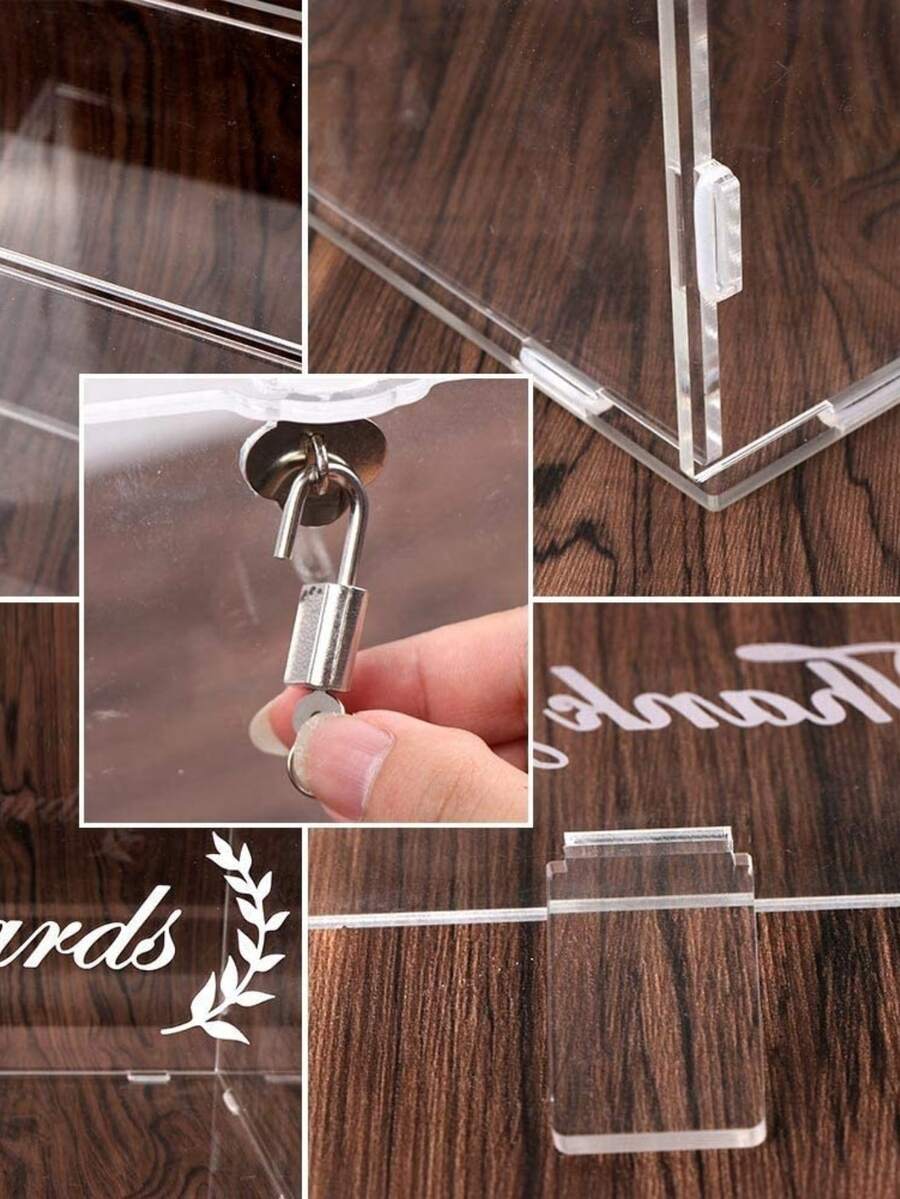 Acrylic Collection Box Clear & Lockable Card Box For Wedding, Parties ...