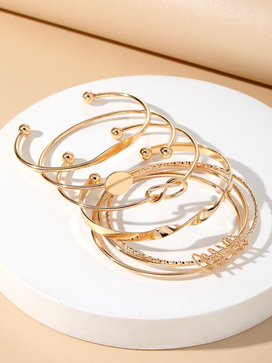 5 pcs Metal Women's Sexy Simple Daily Bracelet Set | SHEIN USA