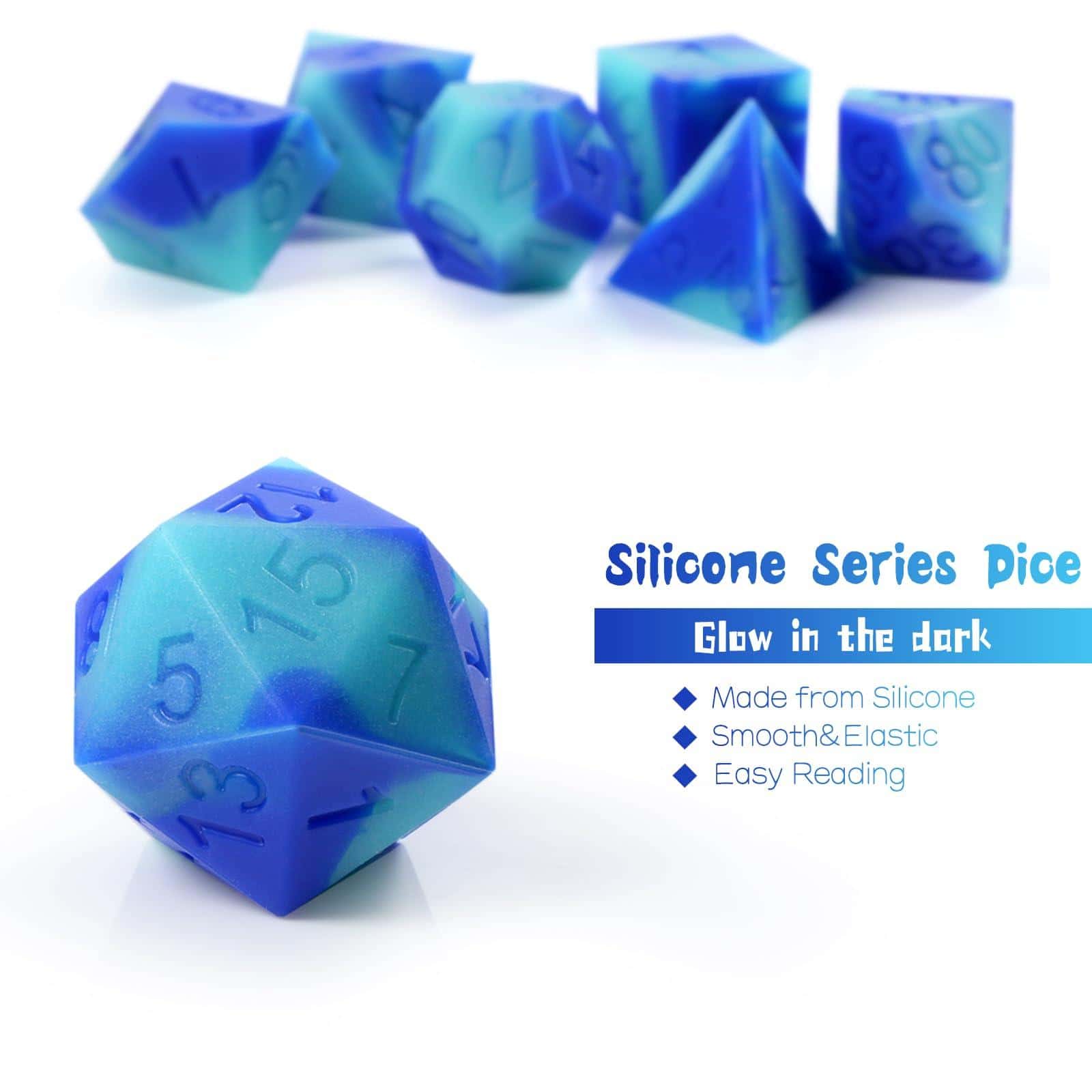 Silicone DND Dice Set,Silicone Squishy Rubber D&D Dice with Clear ...