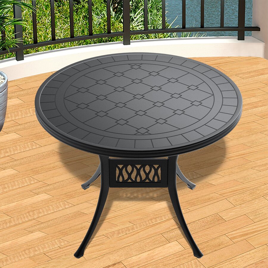 39.37 in. Cast Aluminum Patio Dining Round Table | SHEIN USA