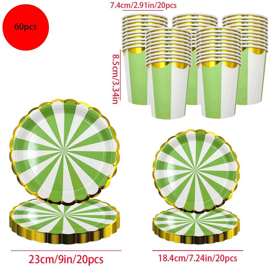 60pcs Disposable Party Tableware Set, Including Paper Cups, Cake Paper ...