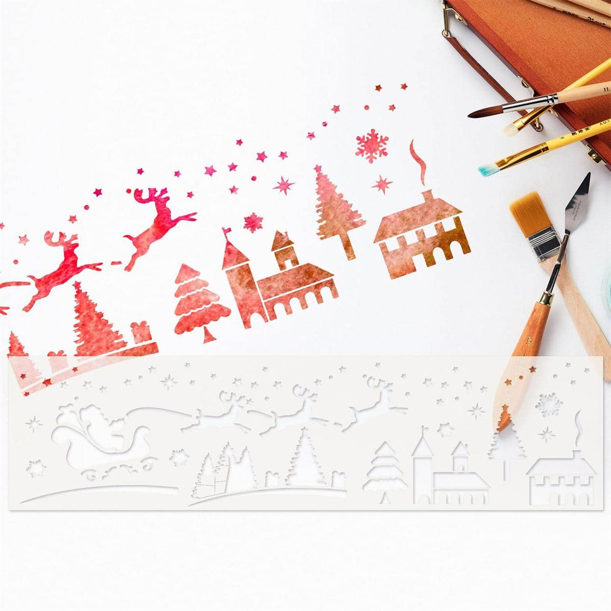 4 Piezas Plantillas Stencil Para Dibujo De Navidad Diy, Diseño De ...