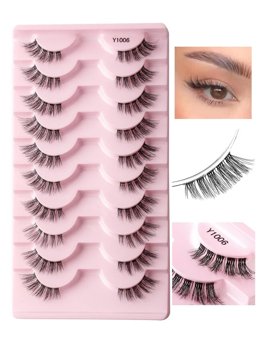 10pairs Natural Half False Eyelashes 3d Faux Mink Eyelashes Extension ...