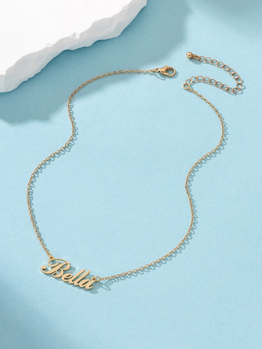 1pc Metallic Simple Letter Bella Name Pendant Necklace | SHEIN USA