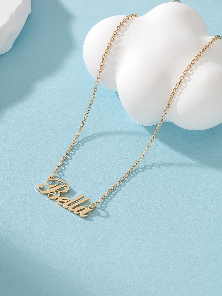1pc Metallic Simple Letter Bella Name Pendant Necklace | SHEIN USA