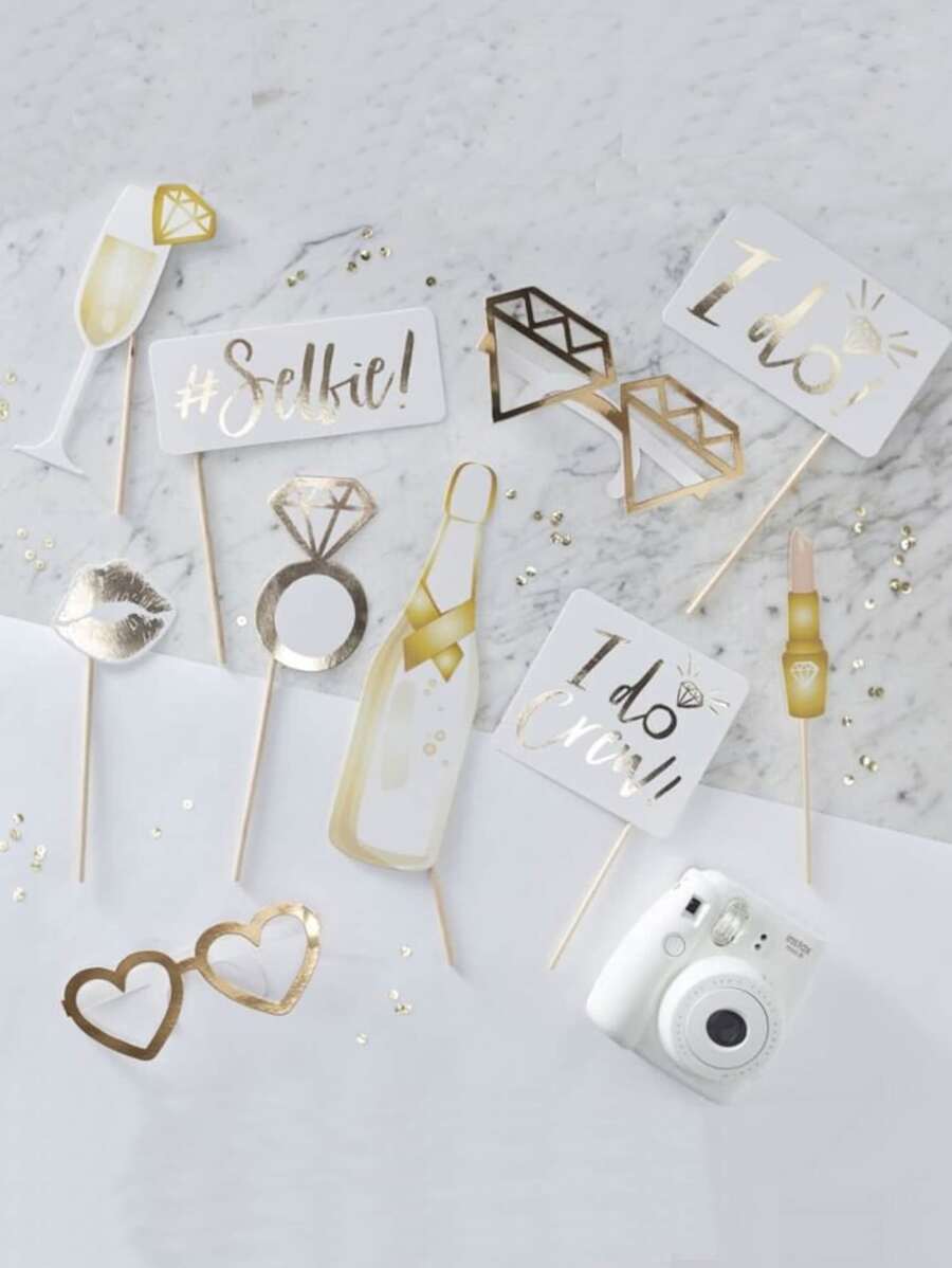 10pcs Bachelorette Photo Booth Props Wedding Photo Props Gold Propose ...