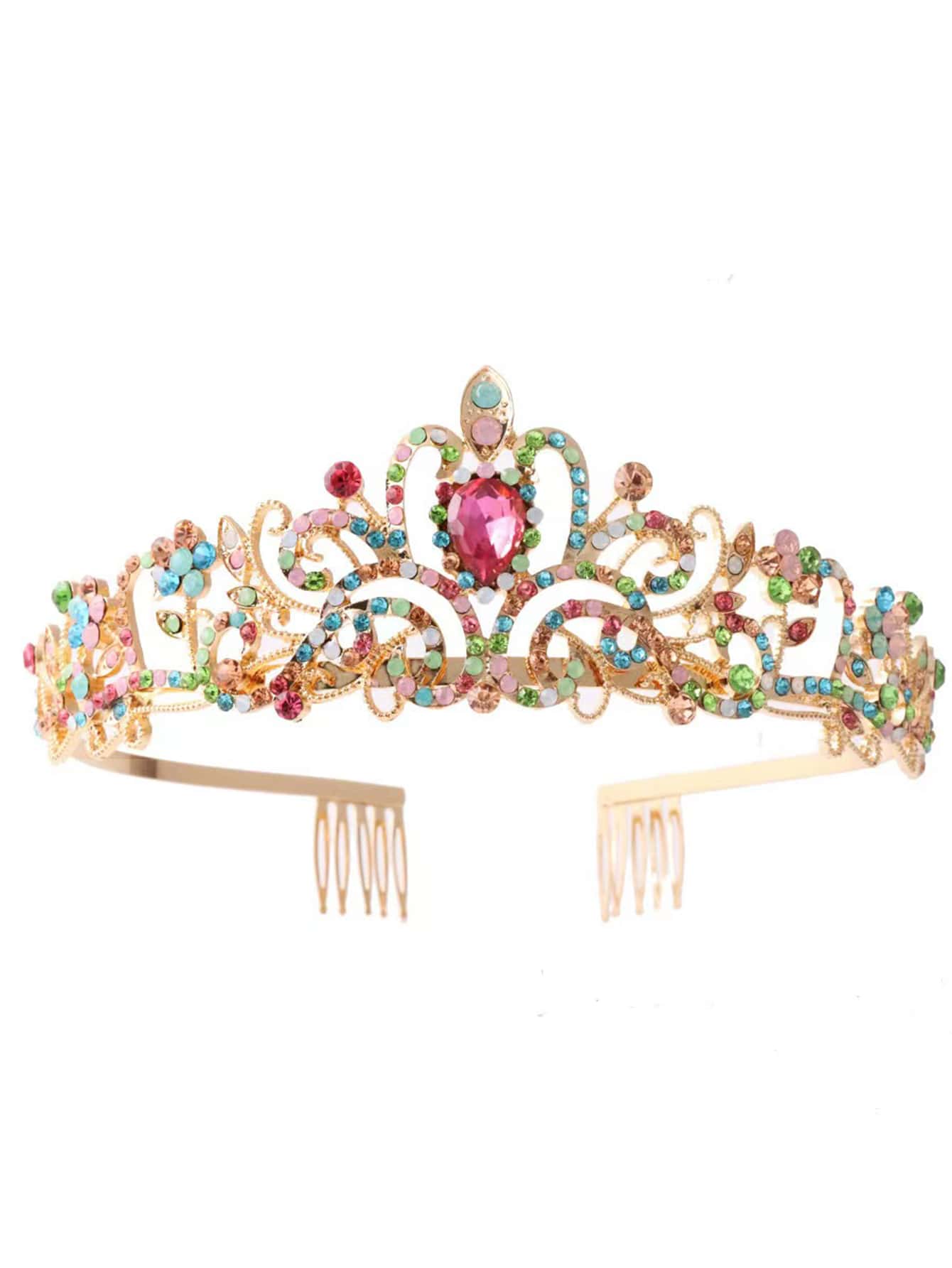 Glitter Birthday Crown With Shoulder Strap, Rhinestone Crown Headband ...