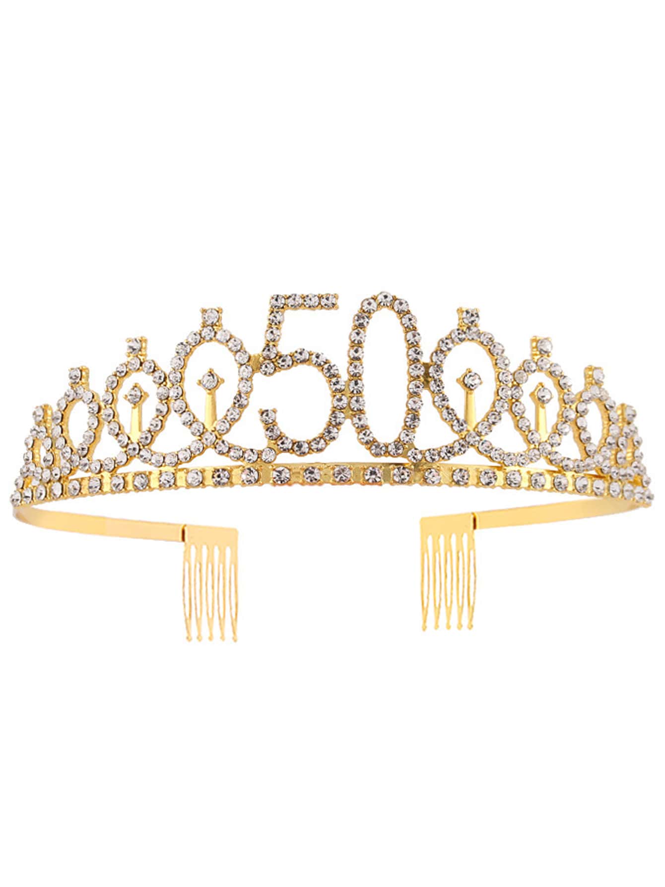 2pcs Women's Gold-Color 50th Birthday Crown Headband & Sash Set, With ...