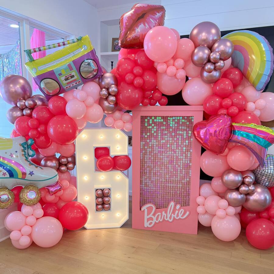 Kit de 127 arcos de guirnalda de globos rosas con globo metálico de oro ...