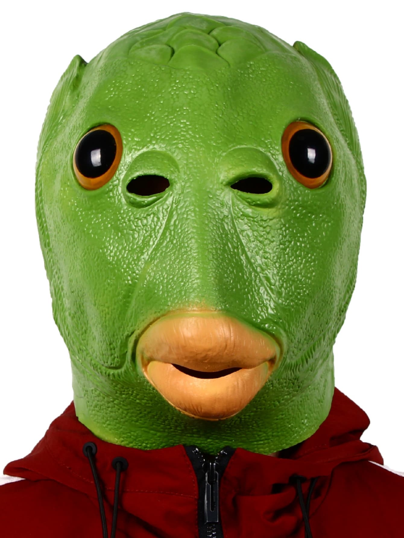Funny Green Fish Head Mask for Adult Carnival Party Latex Halloween ...