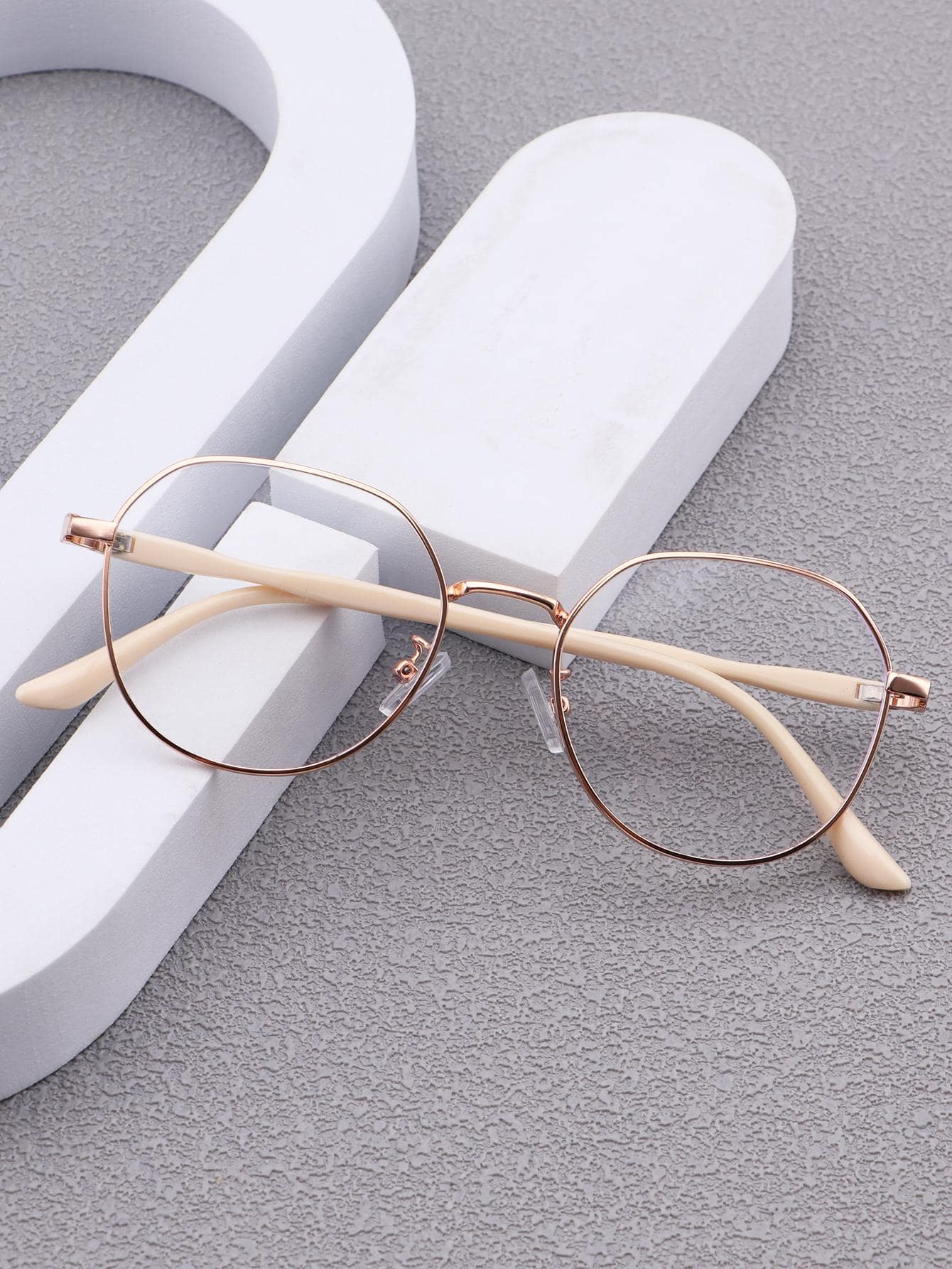 1pc Women's Round Half-metal Blue Light Blocking Prescription Glasses ...
