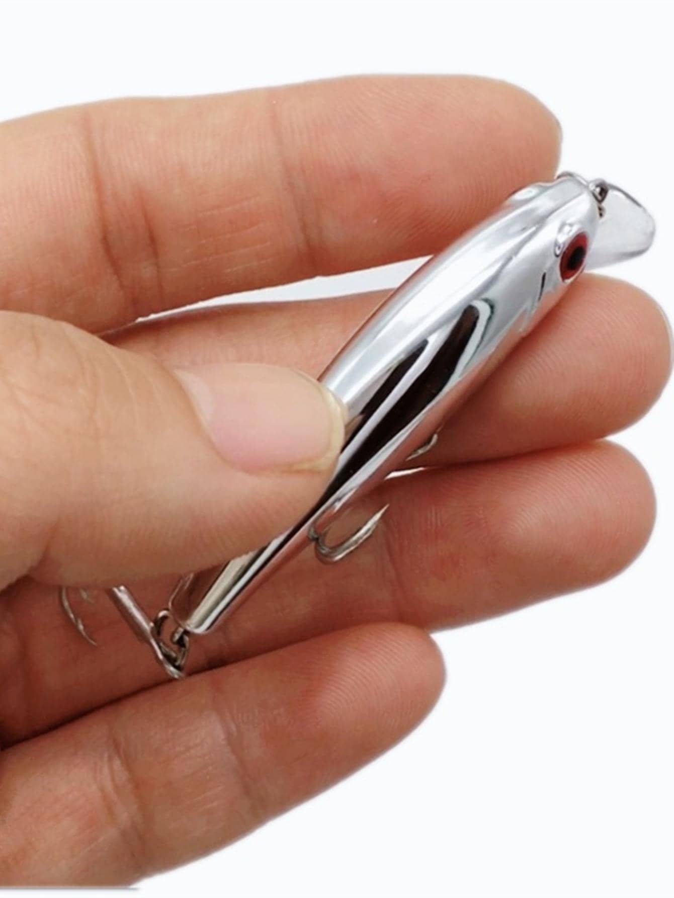 1 Box 1pc 6.5g/5.6cm Electroplated Silver Luminous Minnow Lure With Two ...
