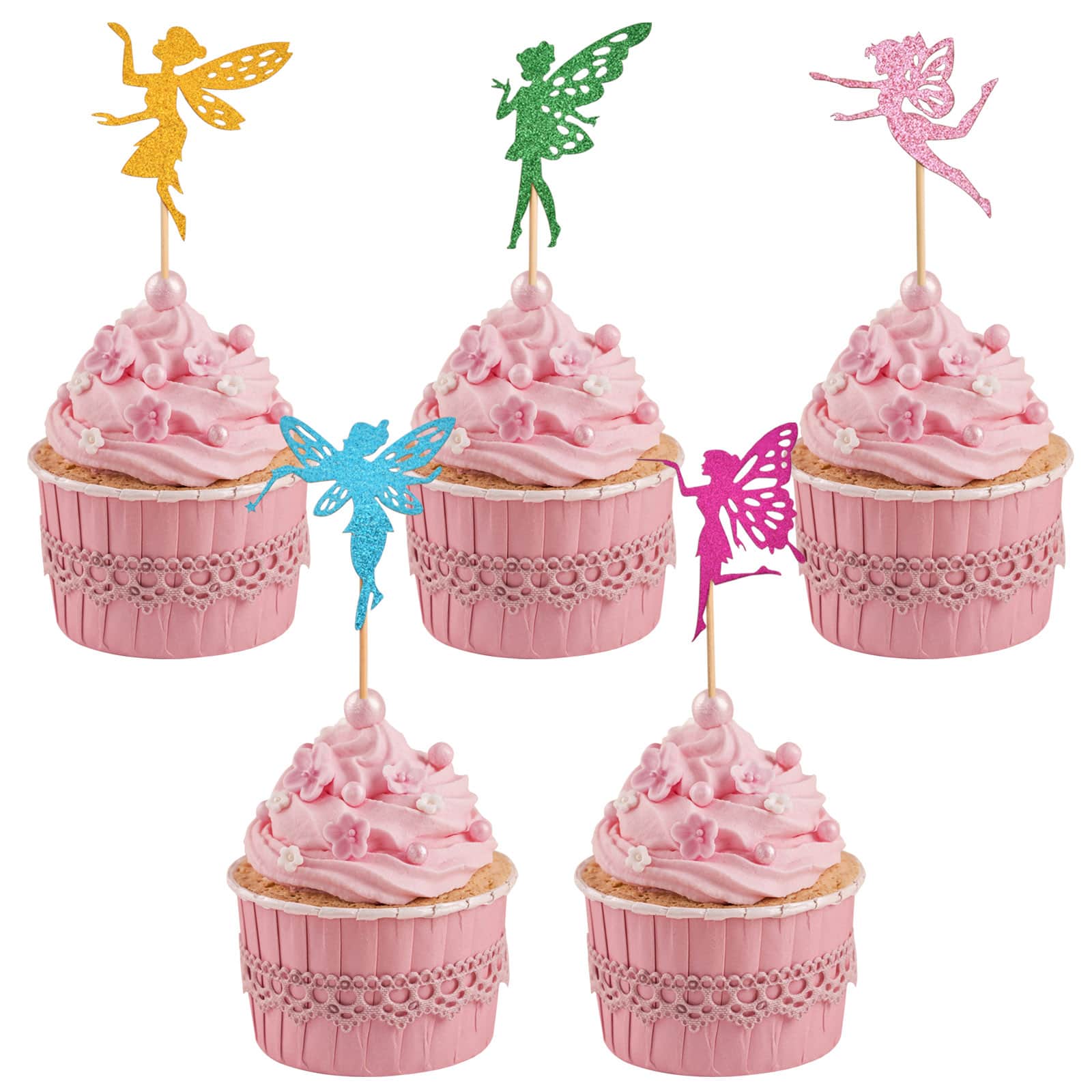 31 Pcs Fairy Cake Toppers, Birthday Cake Topper for Girl, Glitter Cake ...