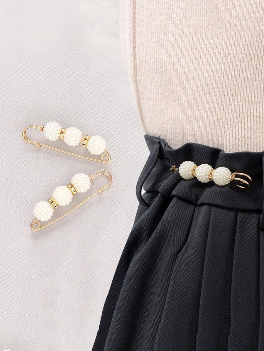 Elegant 2pcs Waistband Adjuster Clips With Pearl Decor, Prevent ...
