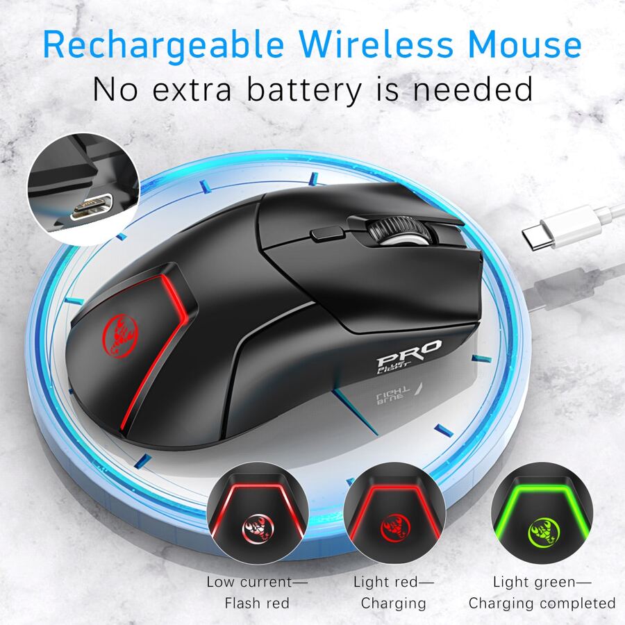 HXSJ Wireless Gaming Mouse for Laptop, Ergonomic BT Mouse with Tri-Mode ...
