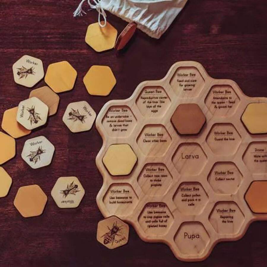 Wooden Bee Jigsaw Puzzle With Alphabet And Beehive Life Cycle Board ...