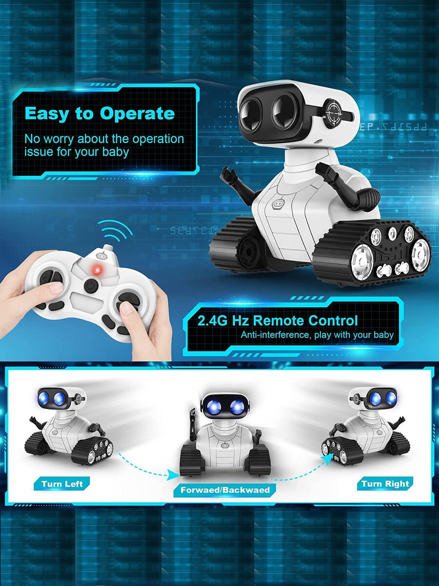 Kids Rechargeable RC Robots Remote Control Toys with Auto-Demonstration ...