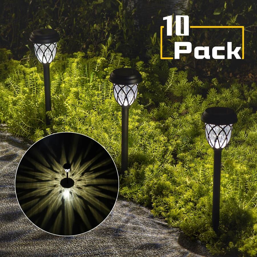 10 Pack Solar Lights Outdoor Garden Pathway Solar Powered Yard Lights ...